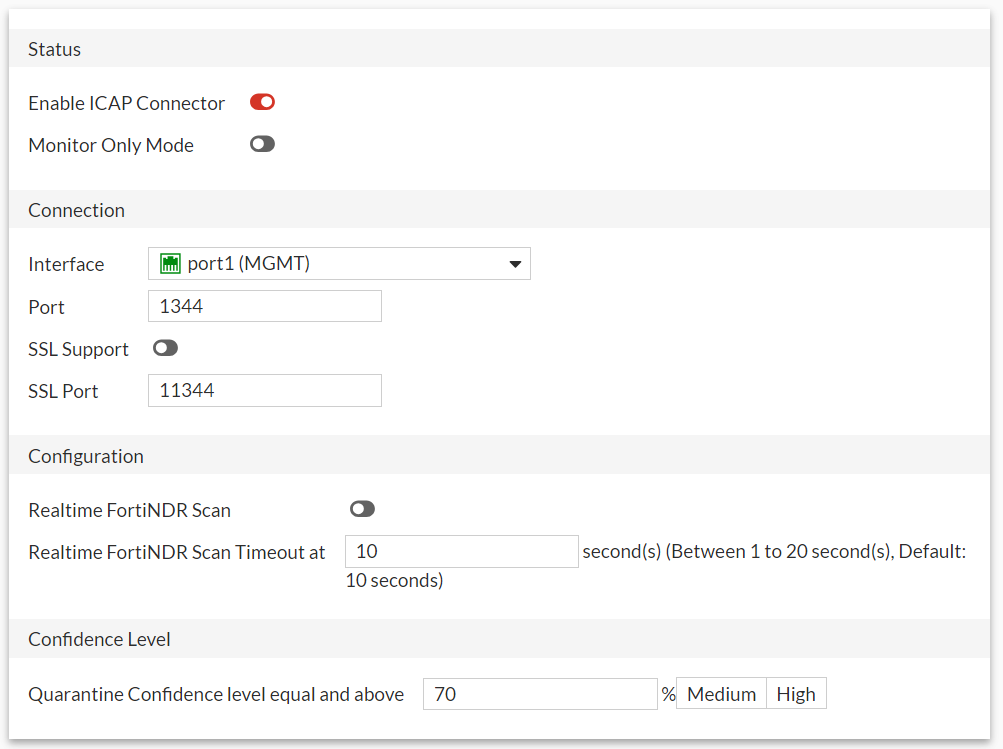 ICAP Connectors | FortiNDR 7.4.9 | Fortinet Document Library